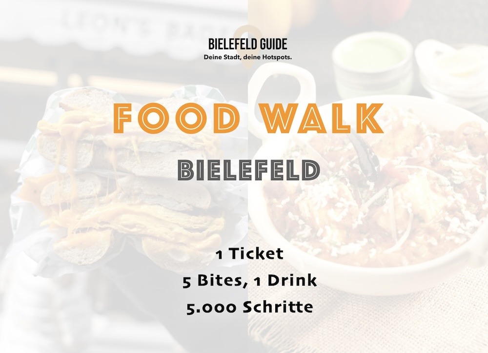Food Walk Bielefeld - 1 Ticket, 6 Stationen (5 Bites + 1 Drink)